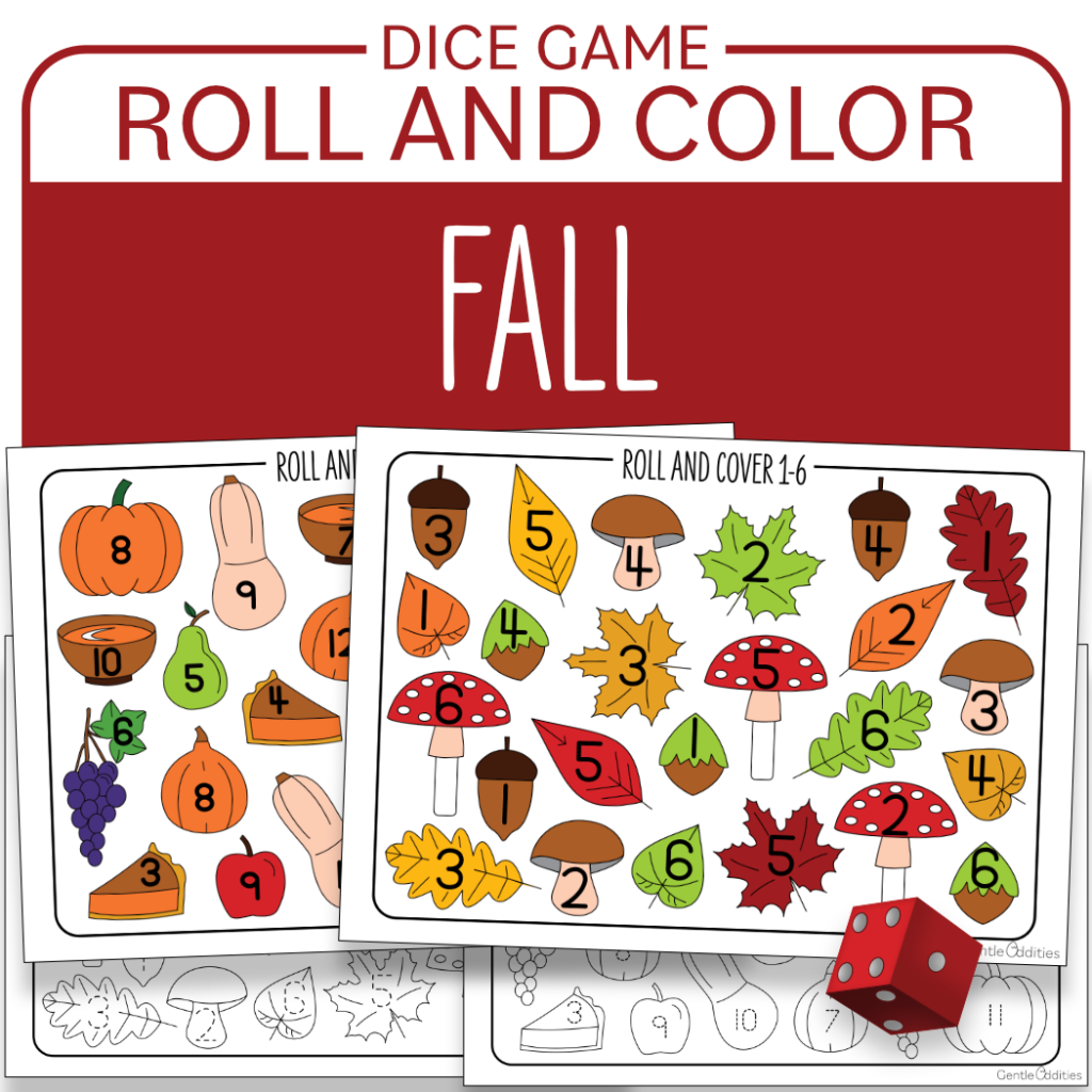Fall Dice Game - Roll And Cover - Roll And Color - Roll And Write ...