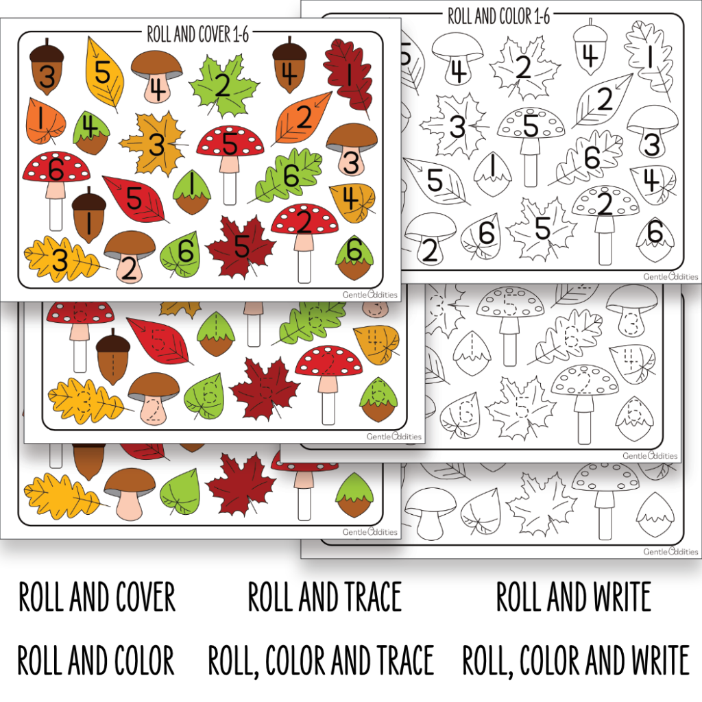 Fall Dice Game - Roll And Cover - Roll And Color - Roll And Write ...