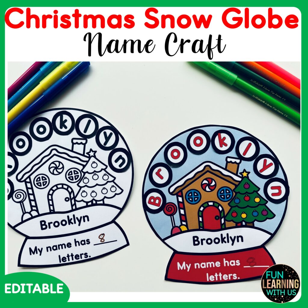 Editable Christmas Snow Globe Name Crafts | Winter Name Craft Activity ...