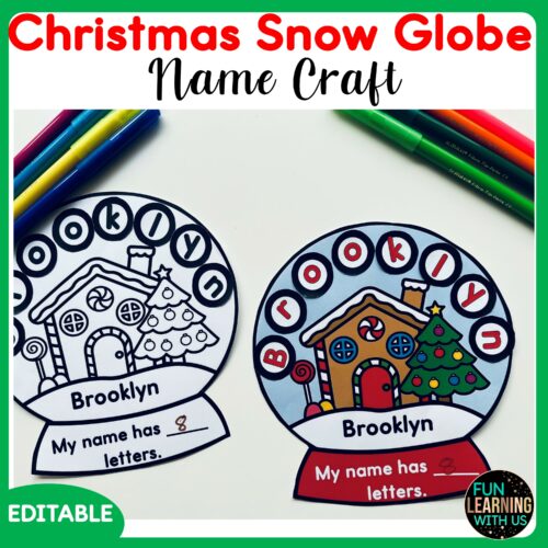 Editable Christmas Snow Globe Name Crafts | Winter Name Craft Activity ...