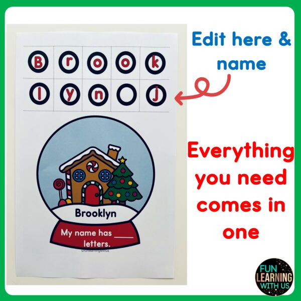 Editable Christmas Snow Globe Name Crafts | Winter Name Craft Activity ...