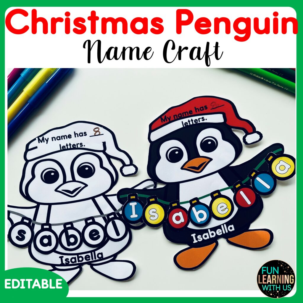 Editable Christmas Penguin Name Crafts | Winter Name Craft Activity ...