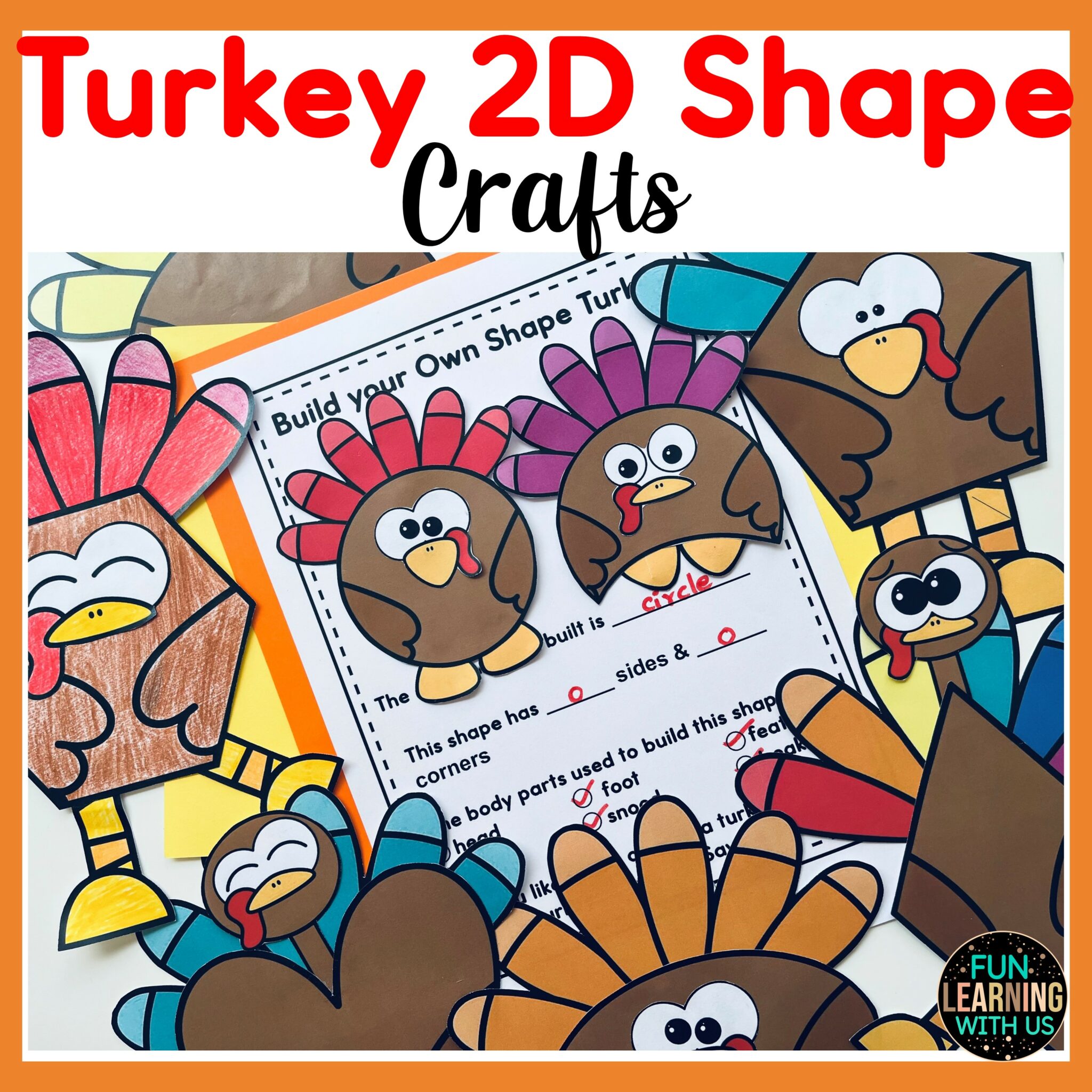 Build a Turkey 2D Shapes Craft | Thanksgiving Bulletin Board Crafts ...