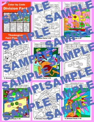 Thanksgiving Color by Code: Division Facts 1-10 | Made By Teachers