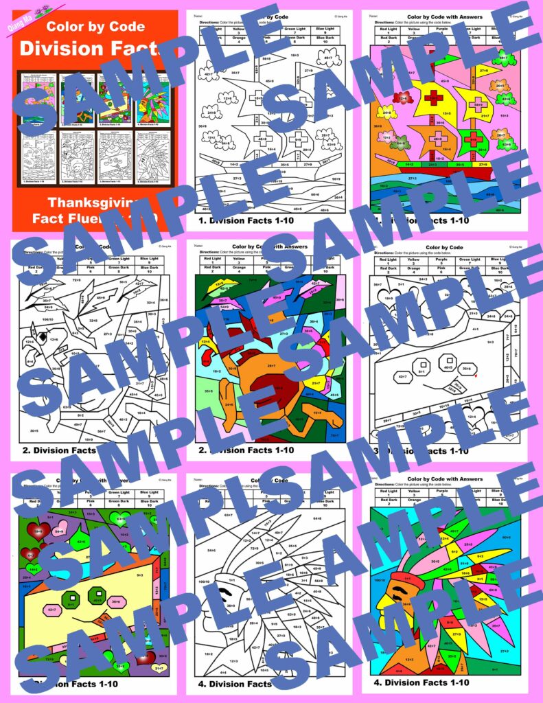 Thanksgiving Color by Code: Division Facts 1-10 | Made By Teachers