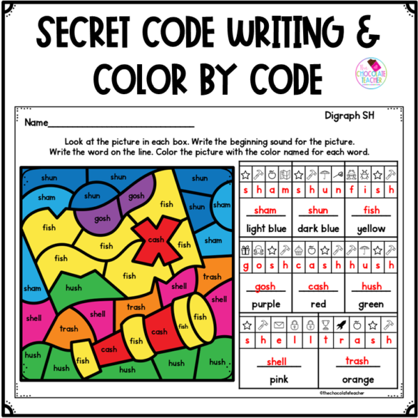 Short Vowel Phonics Worksheets - Color by Code - CVC, Blends, Digraphs ...