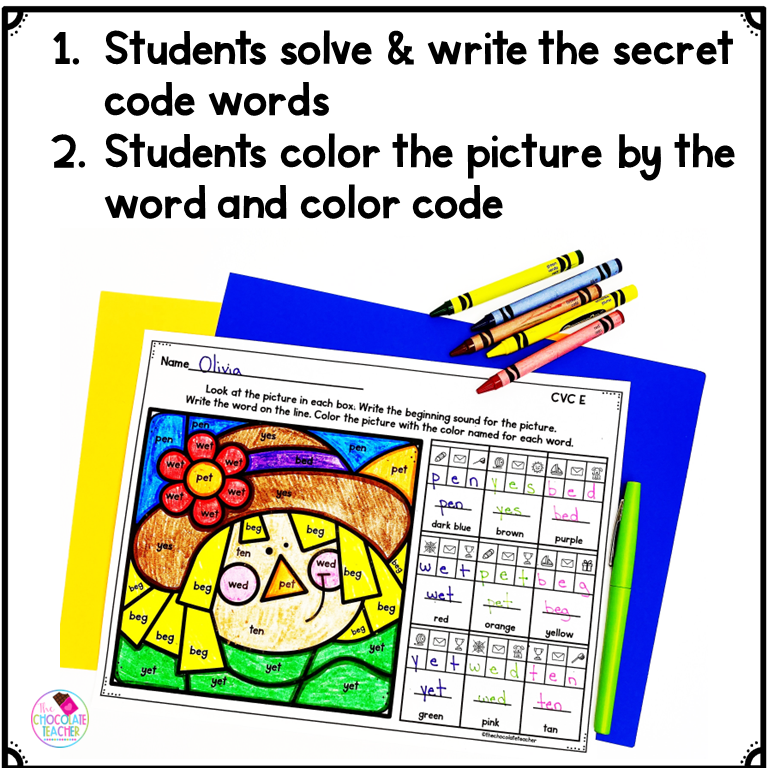 Short Vowel Phonics Worksheets - Color by Code - CVC, Blends, Digraphs ...