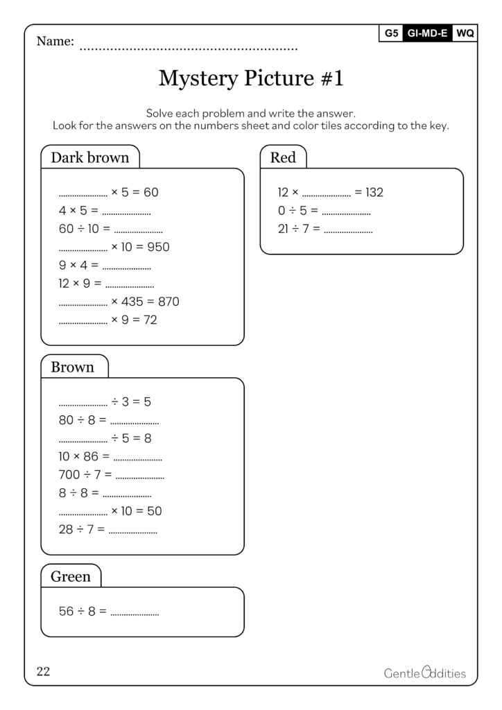 Christmas Math Mystery Pictures Grade 5: Addition Subtraction ...