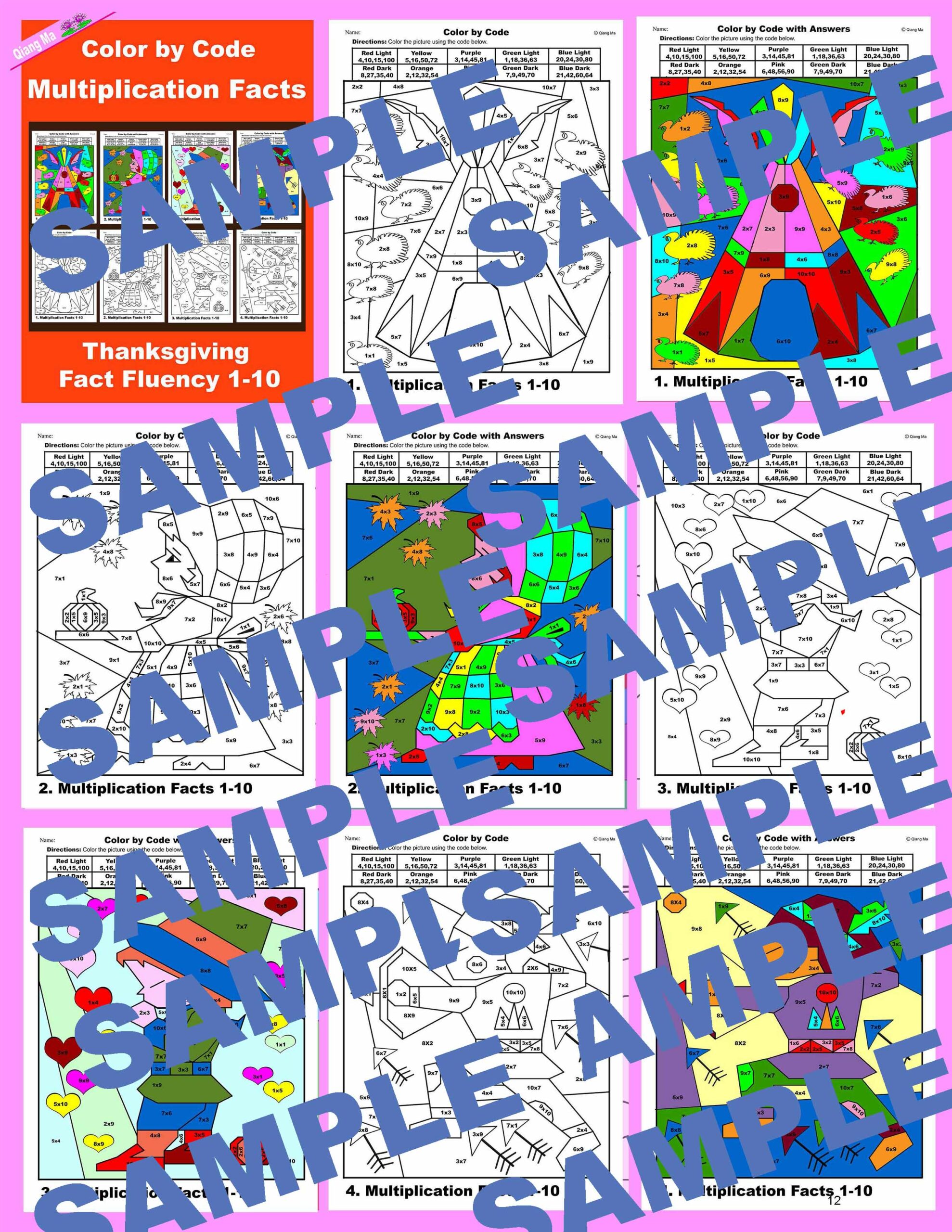 Thanksgiving Color by Code: Multiplication Facts 1-10 | Made By Teachers