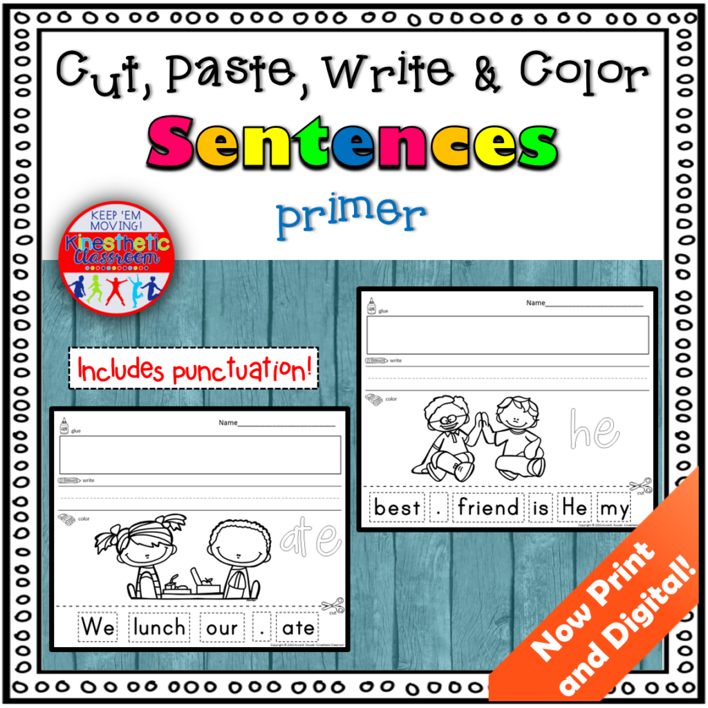 Sight Word Sentence Read, Write, and Cut and Paste Worksheets Print and ...