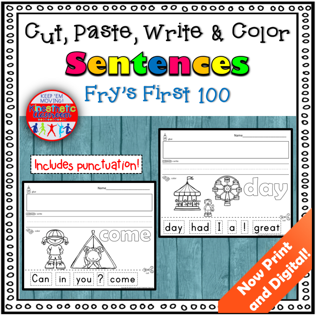 Sight Word Sentence Read, Write, and Cut and Paste Worksheets Print and ...