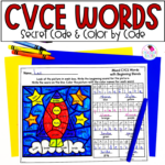 CVCE Worksheets - Silent E - Long Vowels - Color by Code Secret Code ...