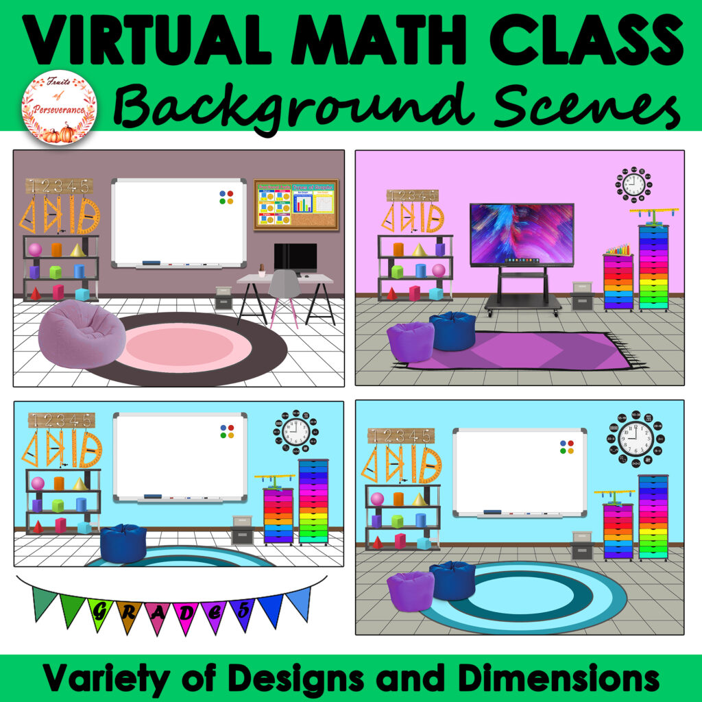 Virtual Math Classroom Background Scenes | School Rooms Clipart | Made ...