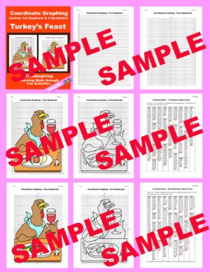 Thanksgiving Coordinate Plane Graphing Picture: Turkey's Feast | Made ...