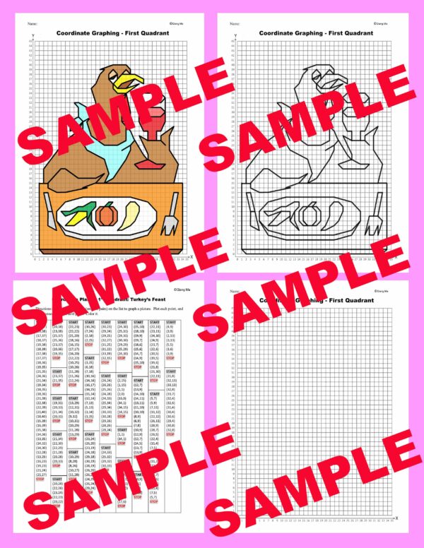 Thanksgiving Coordinate Plane Graphing Picture: Turkey's Feast | Made ...