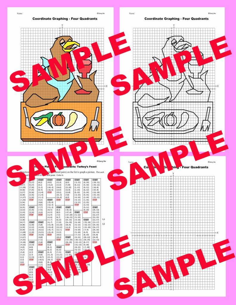 Thanksgiving Coordinate Plane Graphing Picture: Turkey's Feast | Made ...