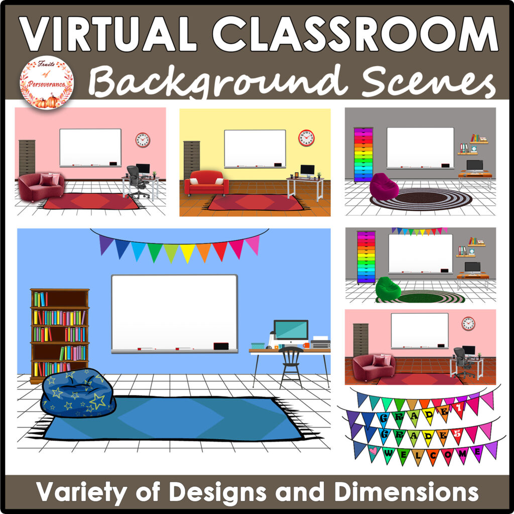 Virtual Classrooms Background Scenes Bundle | School Rooms Clipart ...