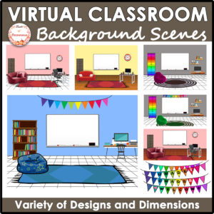 Virtual Classrooms Background Scenes Bundle | School Rooms Clipart ...