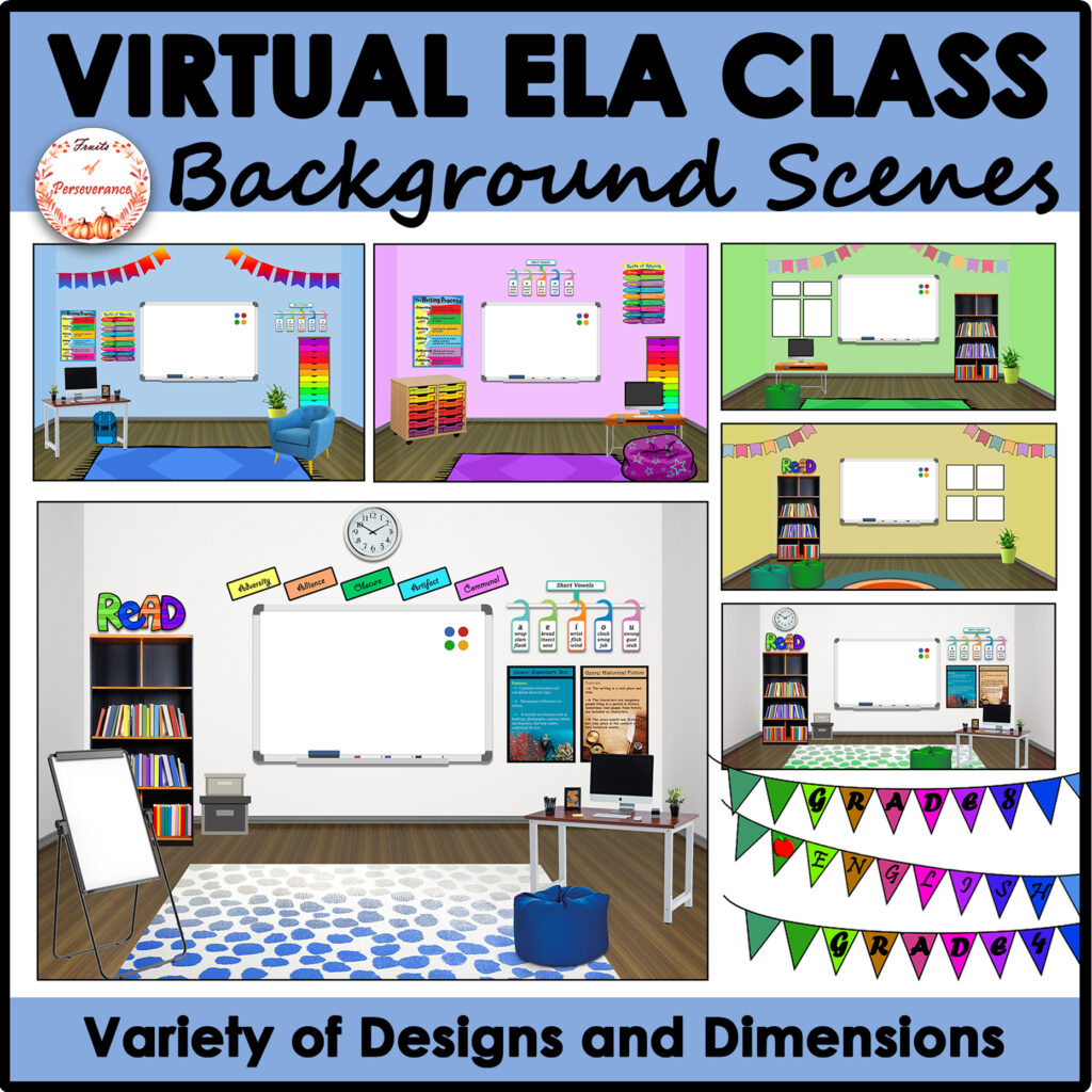 Virtual Classrooms Background Scenes Bundle | School Rooms Clipart ...