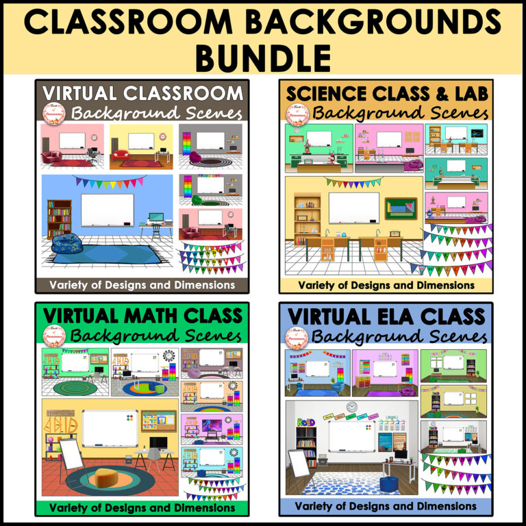Virtual Classrooms Background Scenes Bundle | School Rooms Clipart ...
