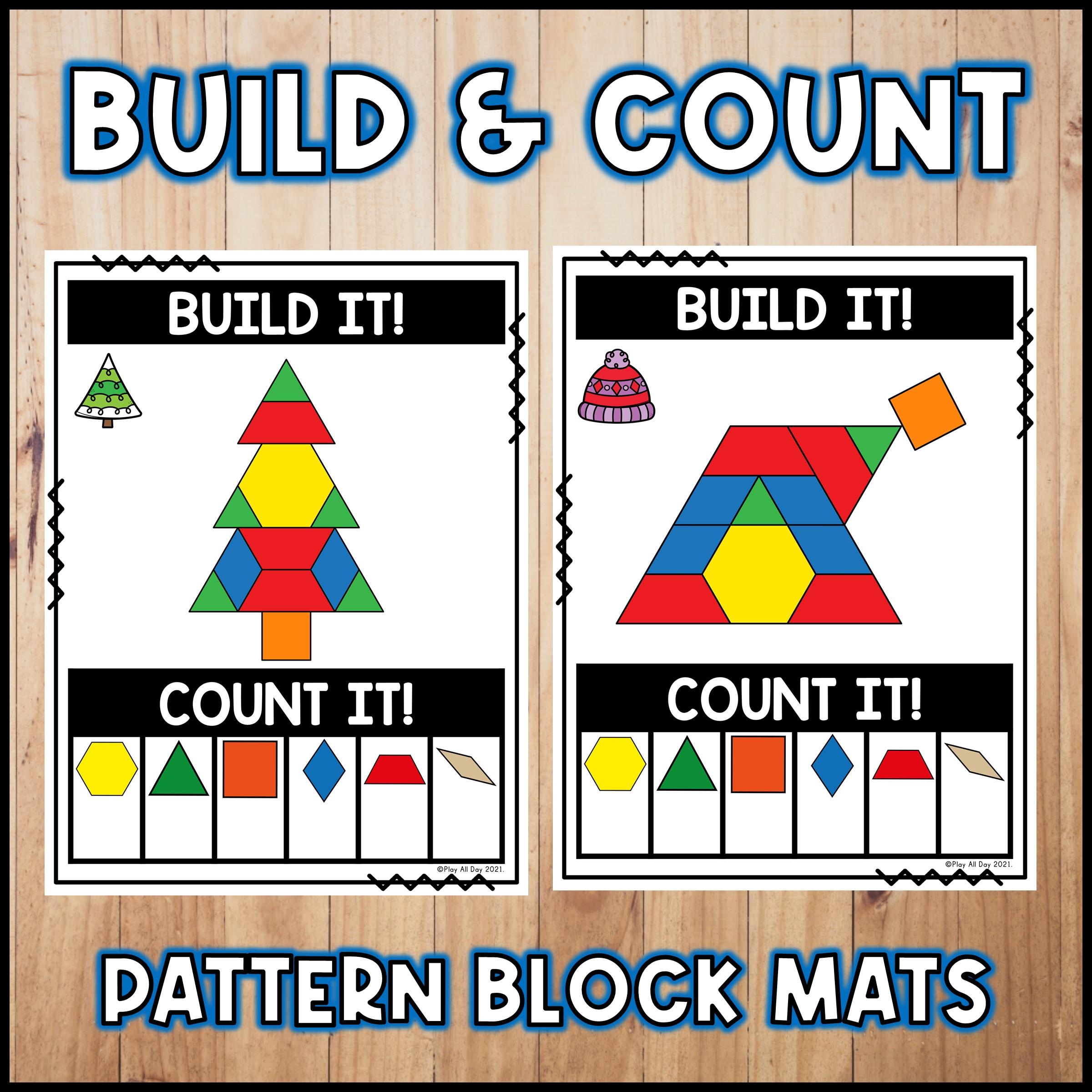 Winter Pattern Block Mats | 2D Shape Activity Mats | Made By Teachers