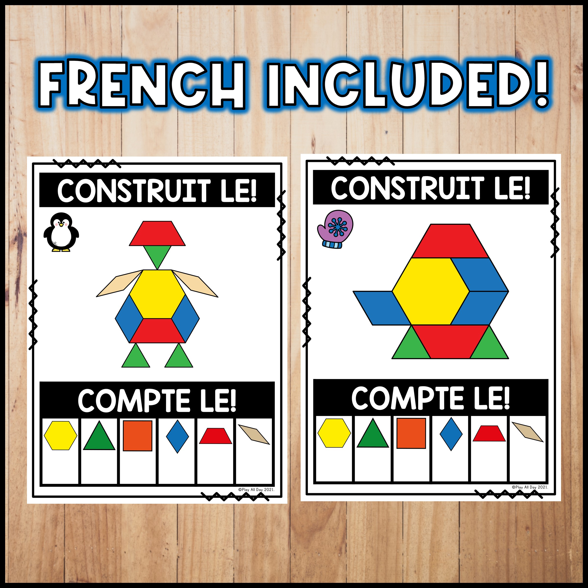 Winter Pattern Block Mats | 2D Shape Activity Mats | Made By Teachers