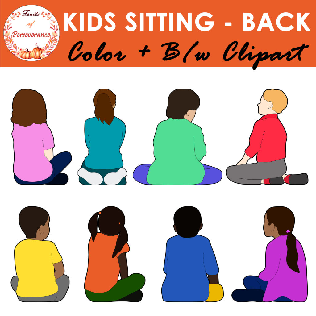Kids Sitting Back View Clipart - Made By Teachers