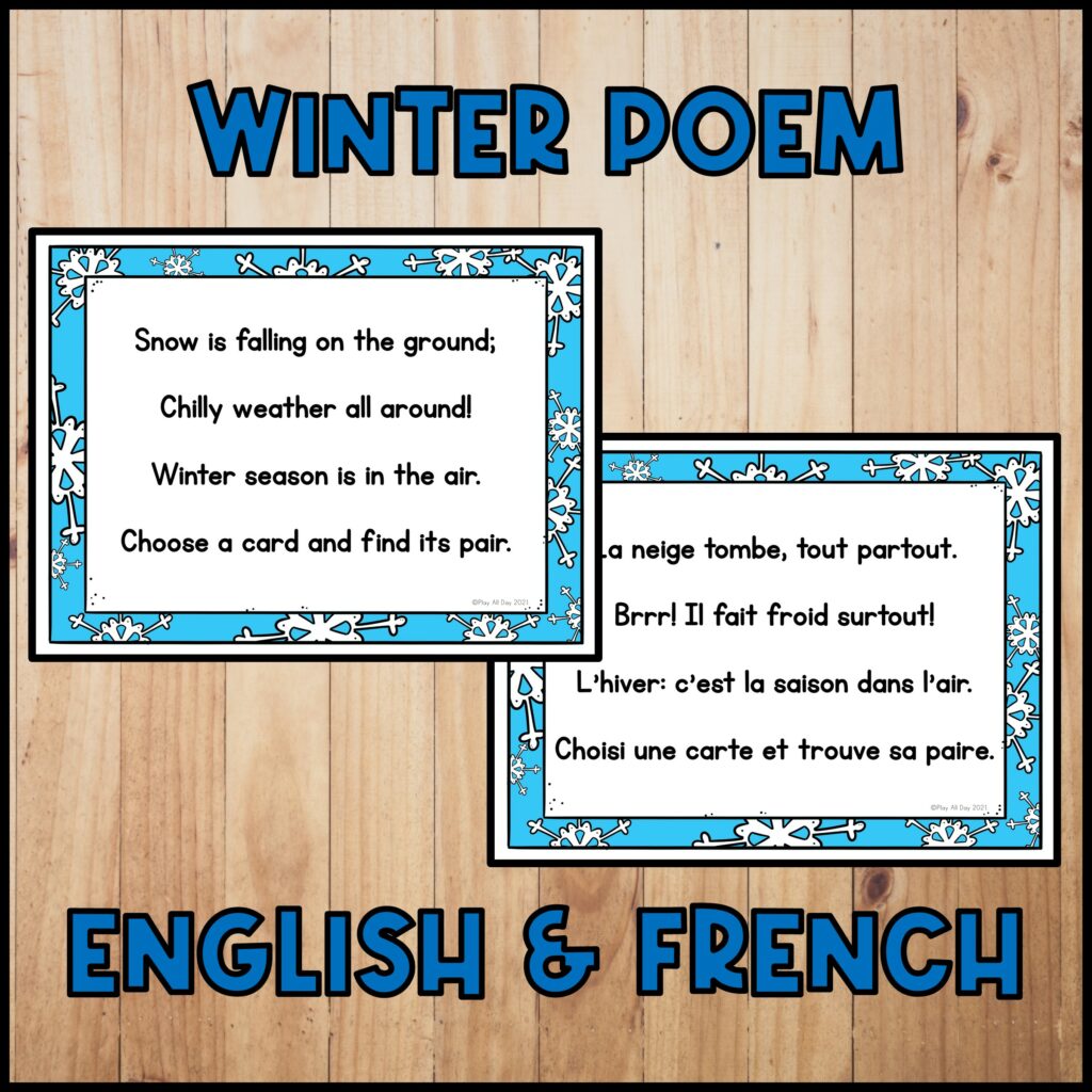 Winter Poem and Pocket Chart Activities | Matching Colors Shapes ...
