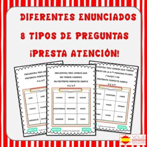 TIC TAC TOE PAST SIMPLE IN SPANISH DIGITAL GAME REGULAR AND IRREGULAR ...