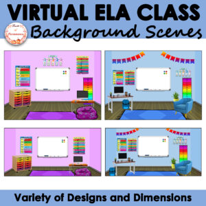 Virtual ELA Classroom Backgrounds | English Language Class School Rooms ...