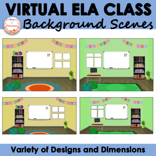 Virtual ELA Classroom Backgrounds | English Language Class School Rooms ...