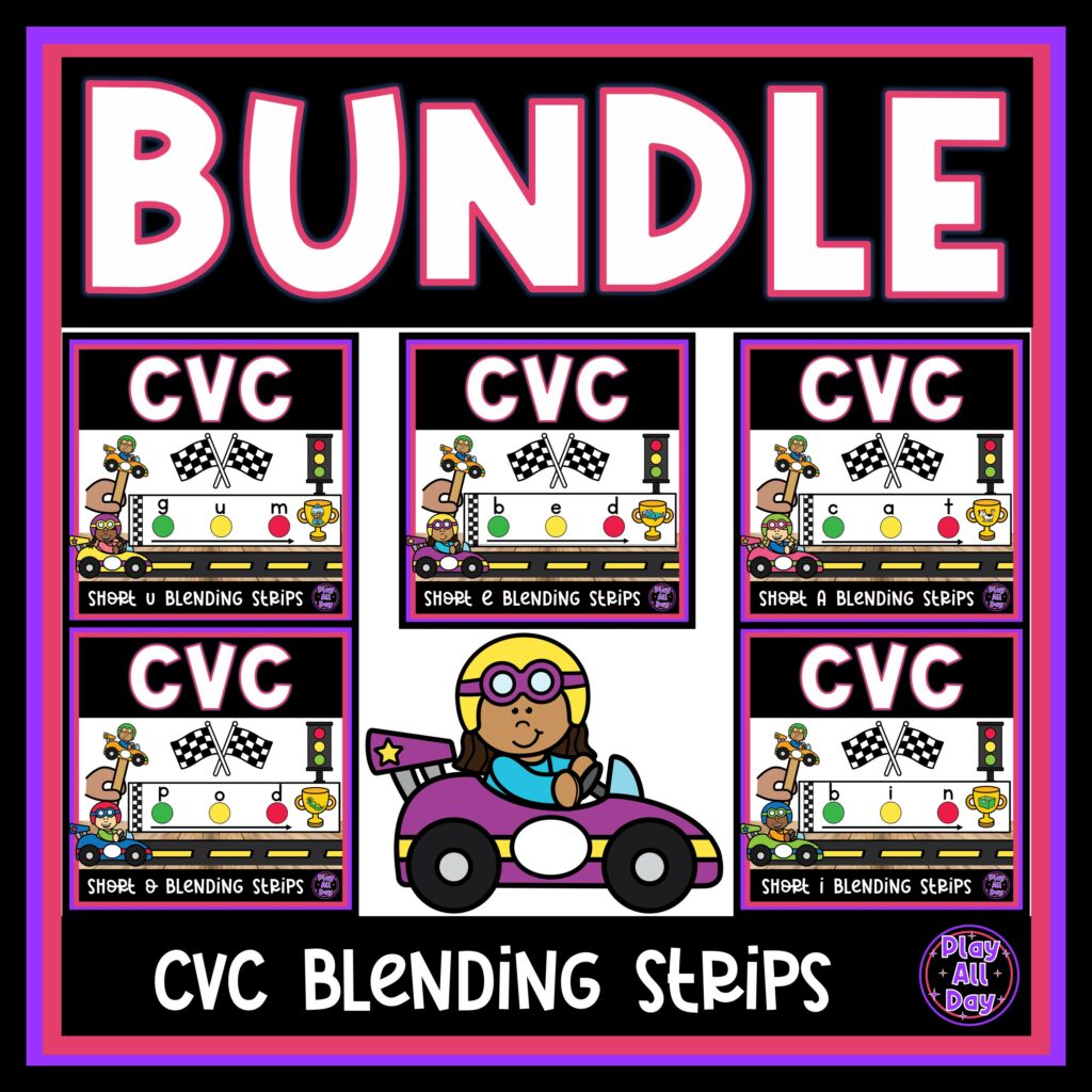 CVC Blending Strips BUNDLE | Science of Reading Phonemic Awareness ...
