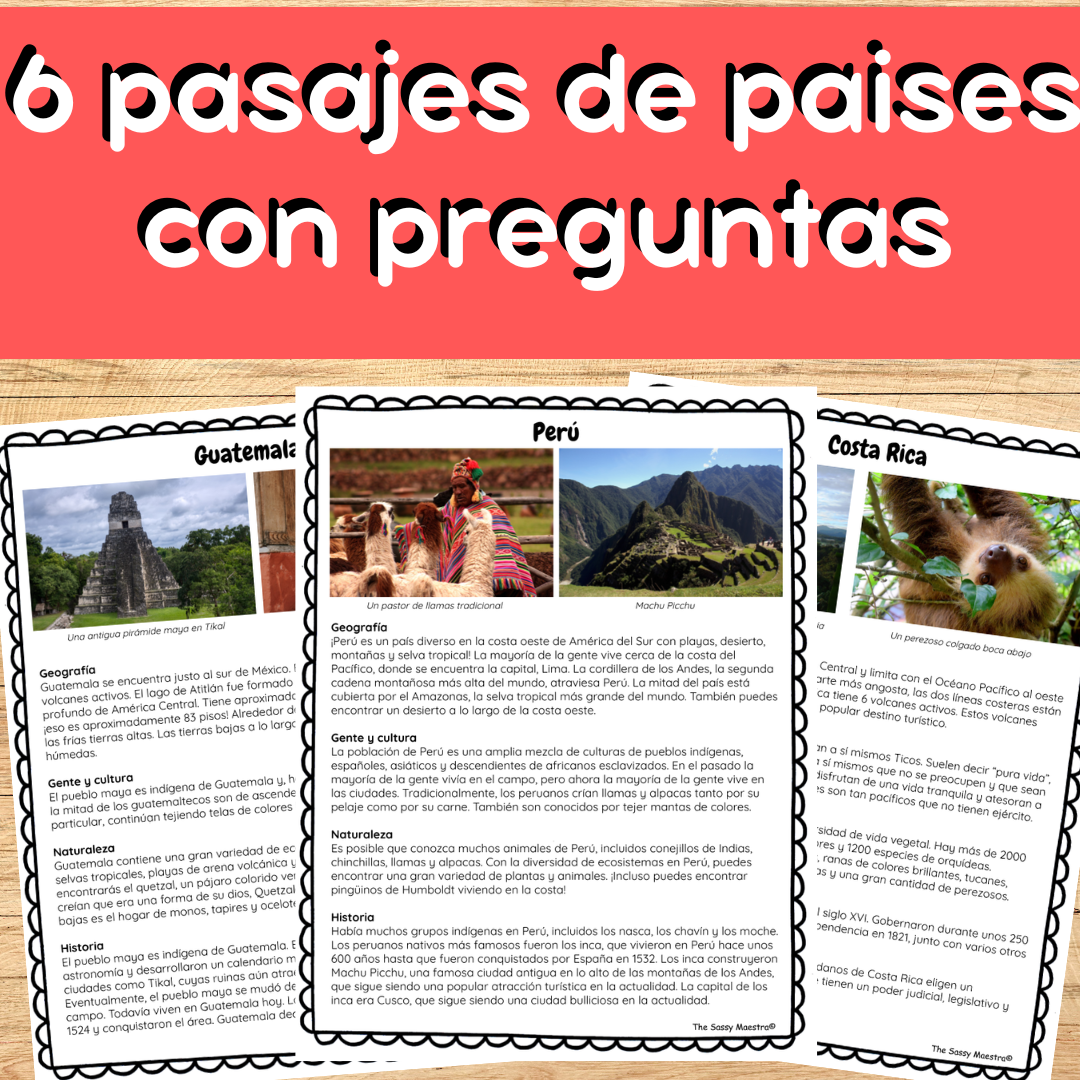 Spanish Bundle: Latin American Countries and People Paises y figuras ...