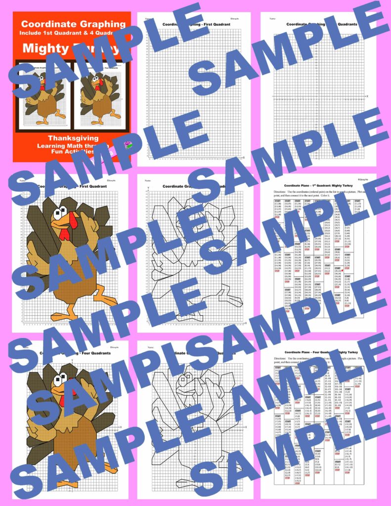 Thanksgiving Coordinate Plane Graphing Picture: Mighty Turkey | Made By ...