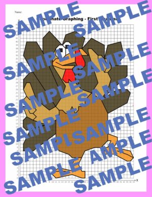 Thanksgiving Coordinate Plane Graphing Picture: Mighty Turkey | Made By ...