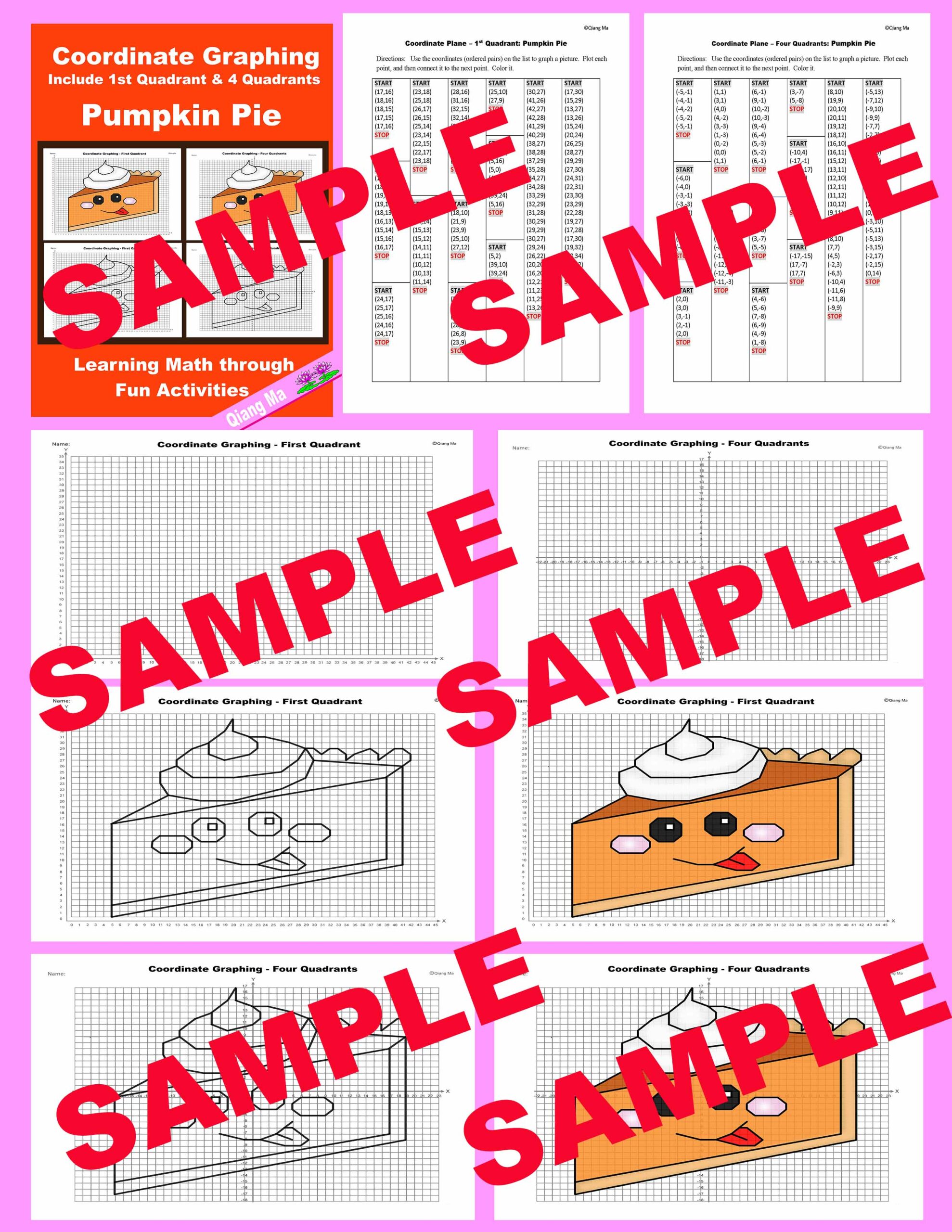 Thanksgiving Coordinate Plane Graphing Picture: Pumpkin Pie | Made By ...