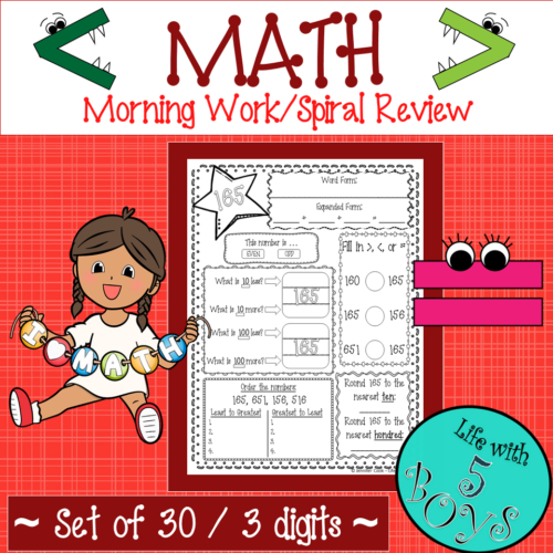 Math Morning Work and Spiral Review Set 1 | Made By Teachers