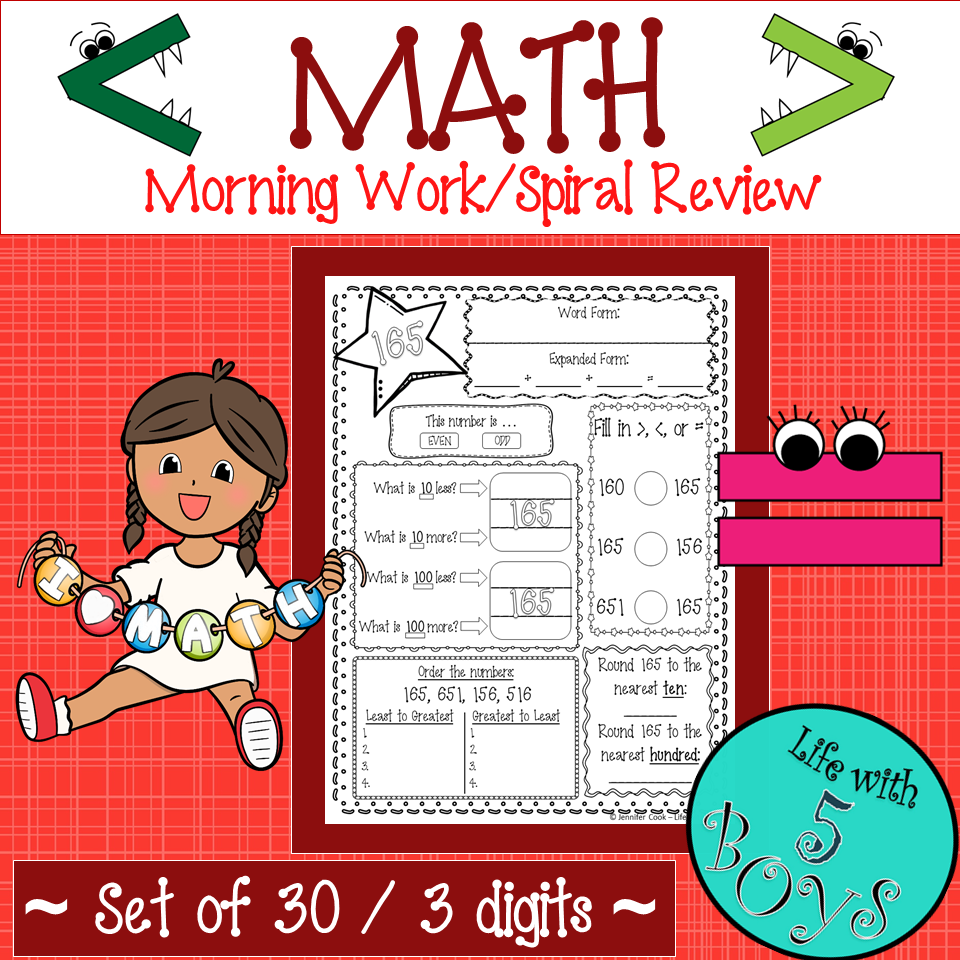 Math Morning Work and Spiral Review Set 1 | Made By Teachers