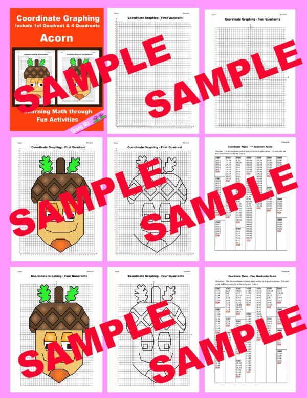 Thanksgiving Coordinate Plane Graphing Picture: Acorn | Made By Teachers