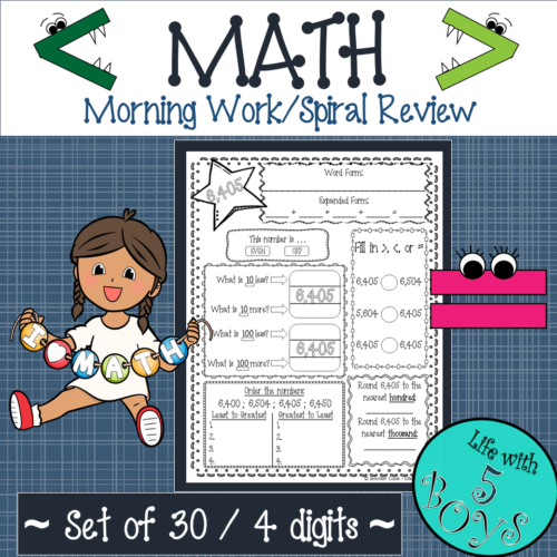 Math Morning Work and Spiral Review Set 2 | Made By Teachers