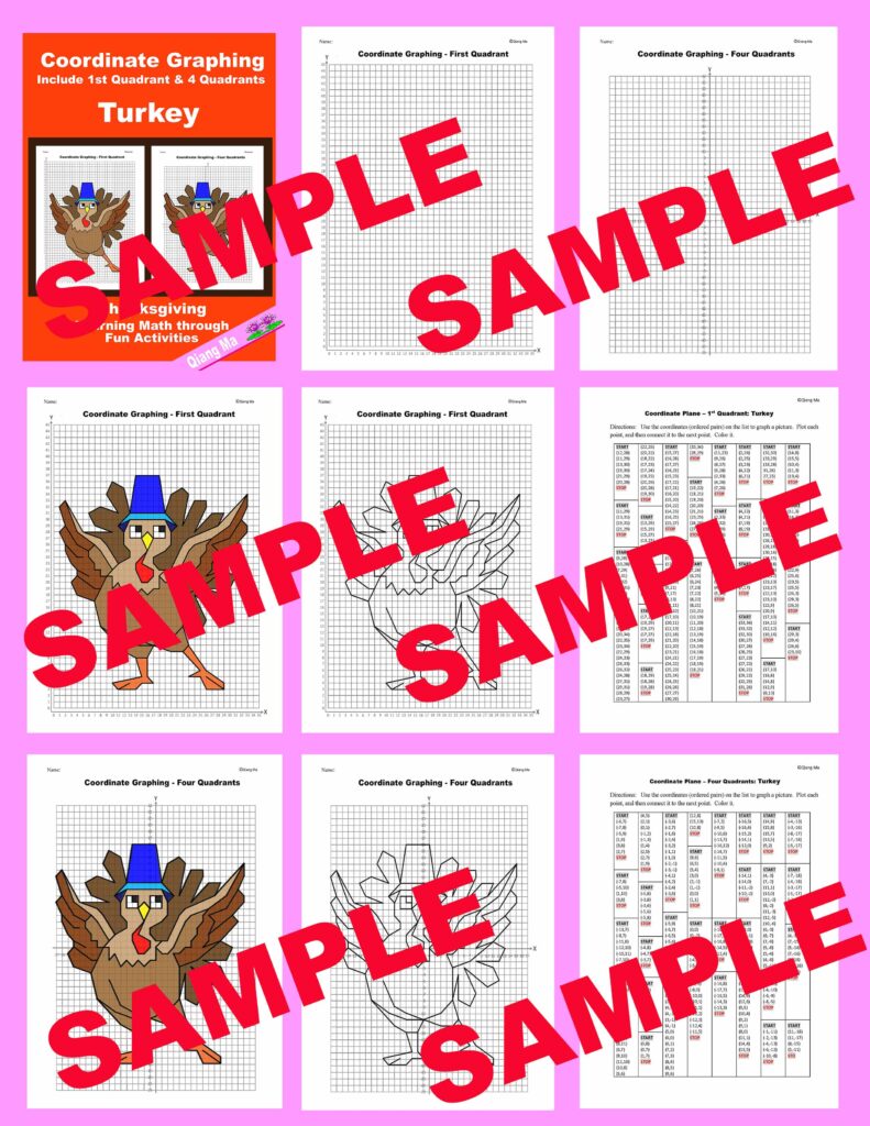 Thanksgiving Coordinate Plane Graphing Picture: Turkey | Made By Teachers