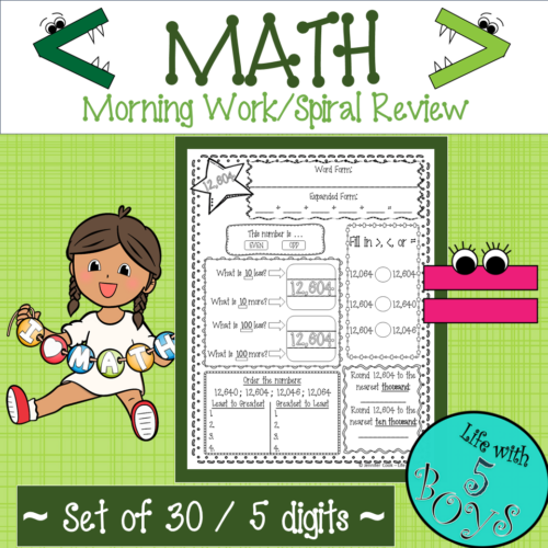 Math Morning Work and Spiral Review Set 3 | Made By Teachers