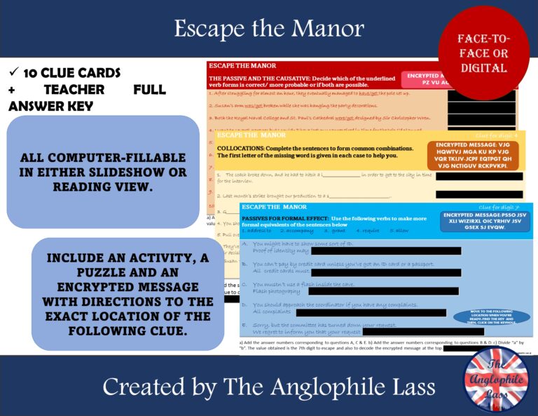 Vocabulary and Grammar Escape room ELA BUNDLE | Digital and Printable ...