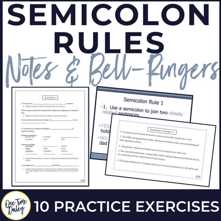 Punctuation Rules - Semicolon Practice for High School | Made By Teachers