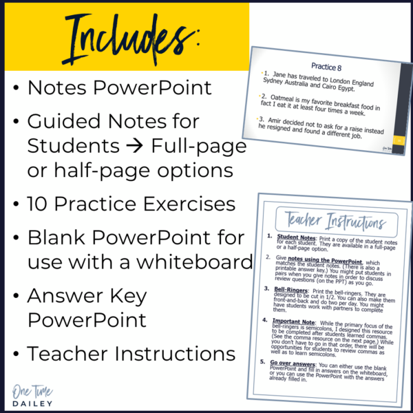 Punctuation Rules - Semicolon Practice for High School | Made By Teachers