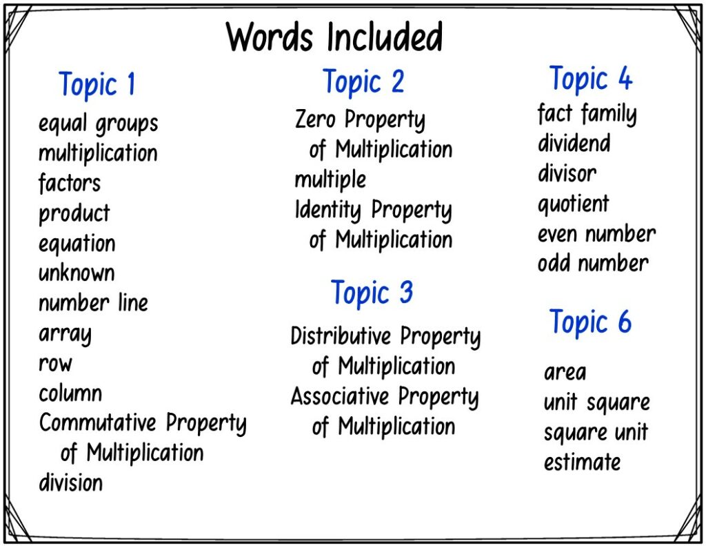 EnVisions 2.0 Math Vocabulary Cards for 3rd Grade | Made By Teachers