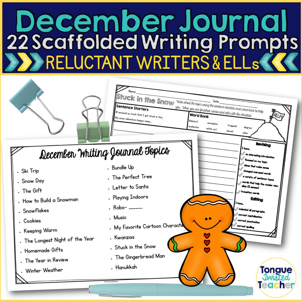 December Monthly Writing Journal No Prep Winter Holiday Writing Prompts ...