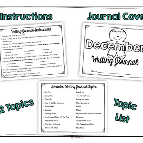 December Monthly Writing Journal No Prep Winter Holiday Writing Prompts ...