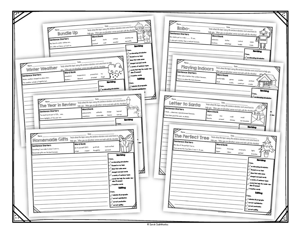 December Monthly Writing Journal No Prep Winter Holiday Writing Prompts ...