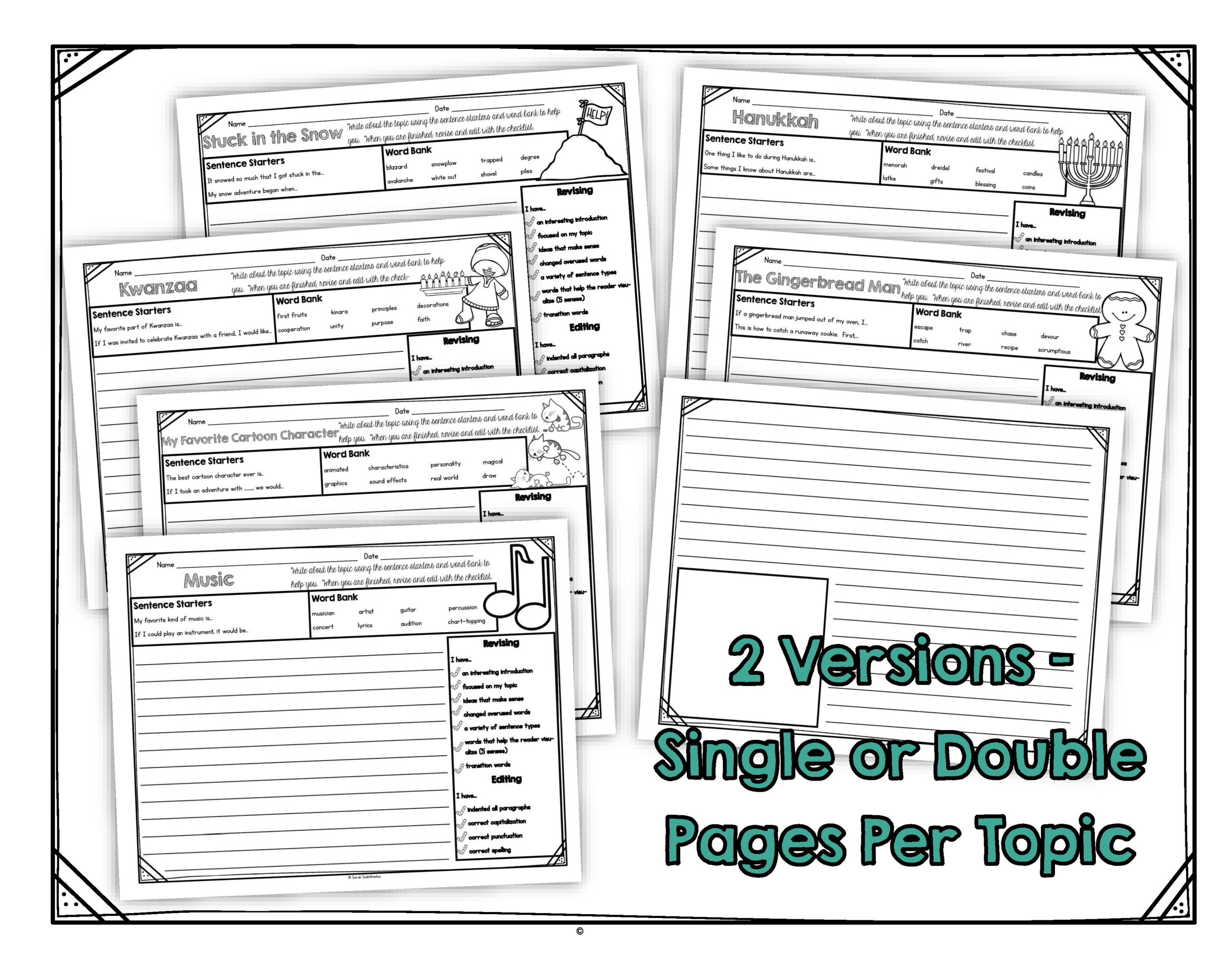 December Monthly Writing Journal No Prep Winter Holiday Writing Prompts ...